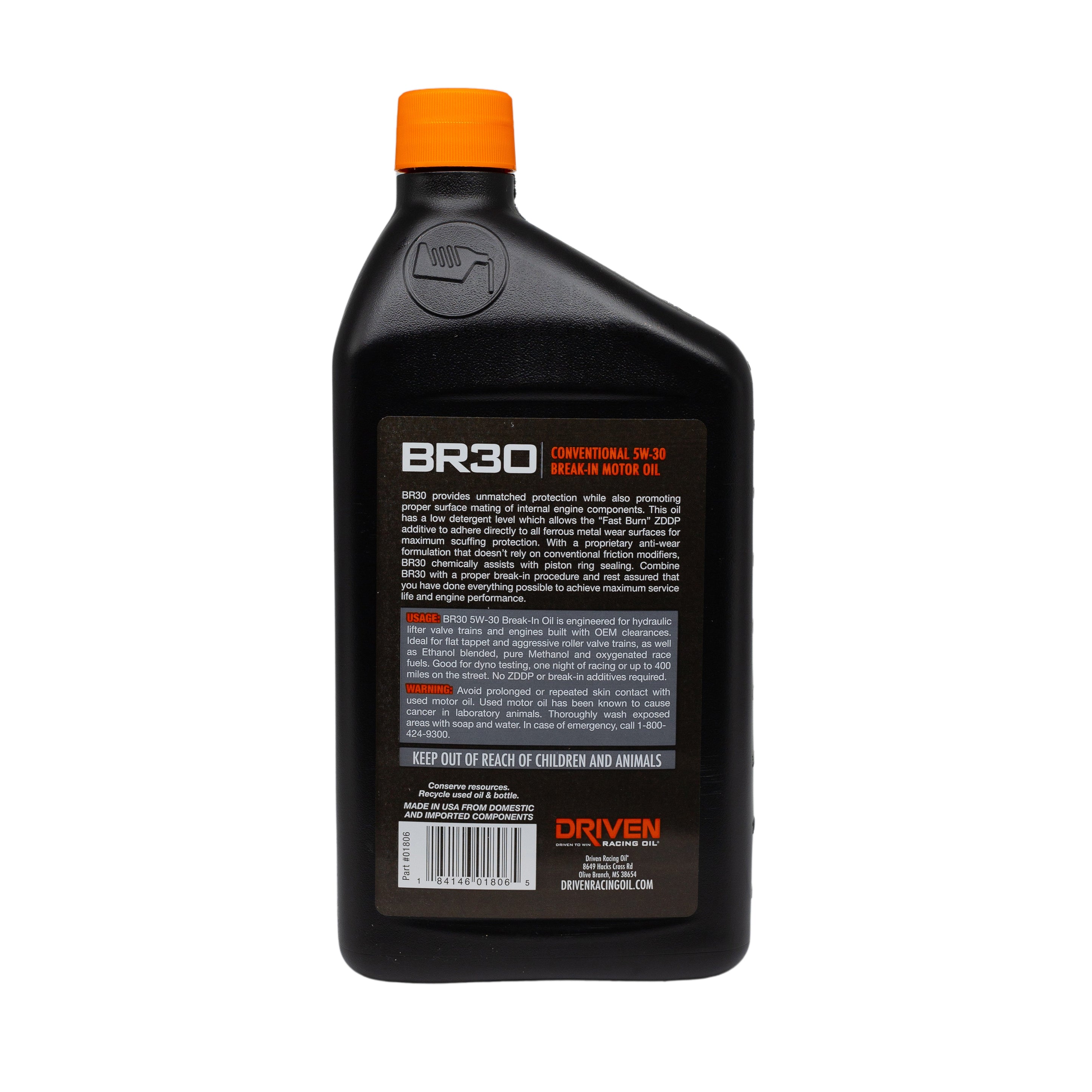 BR30 Break-In Motor Oil, 5W-30 Quart – Driven Racing Oil