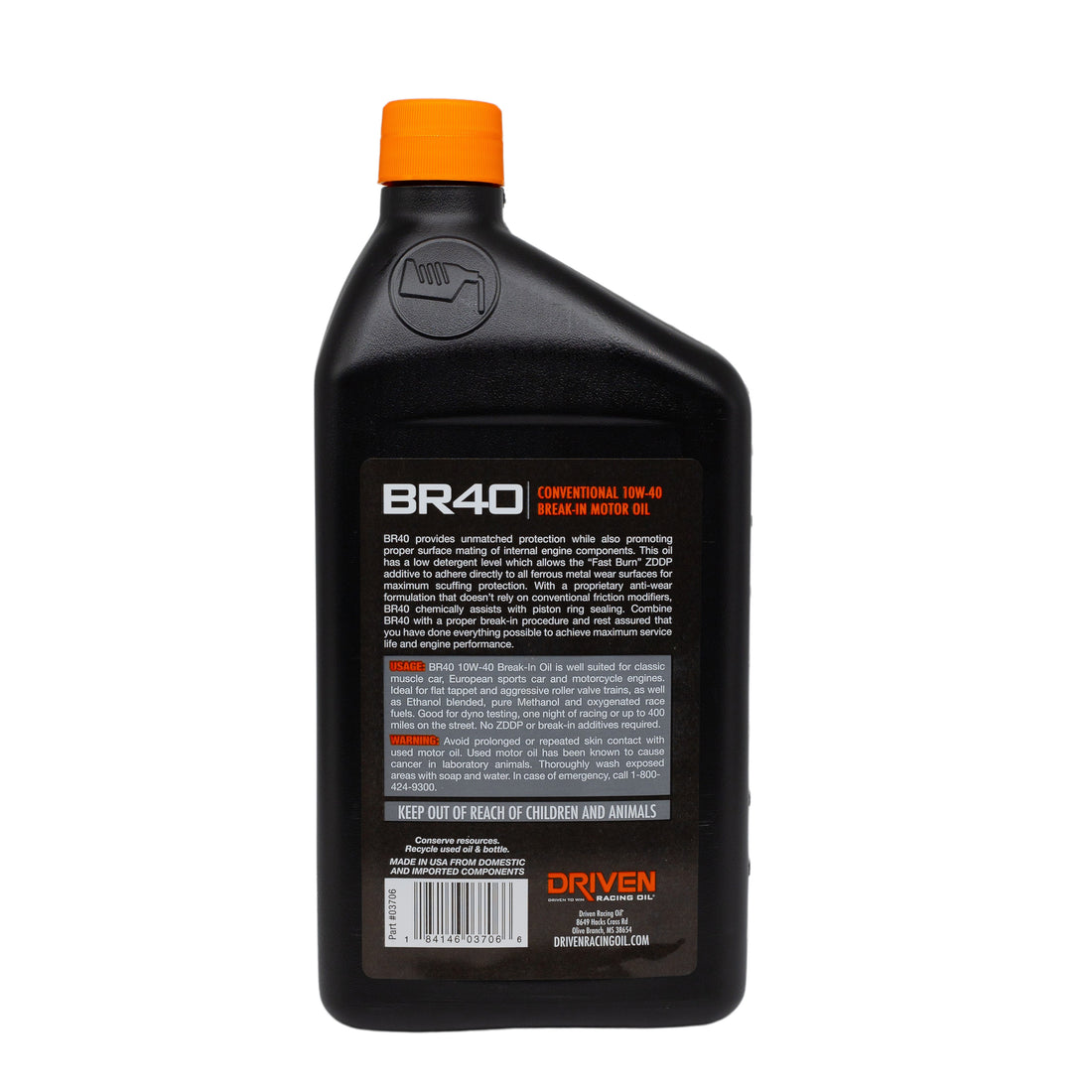 BR40 10W-40 Break-In Motor Oil, Quart – Driven Racing Oil